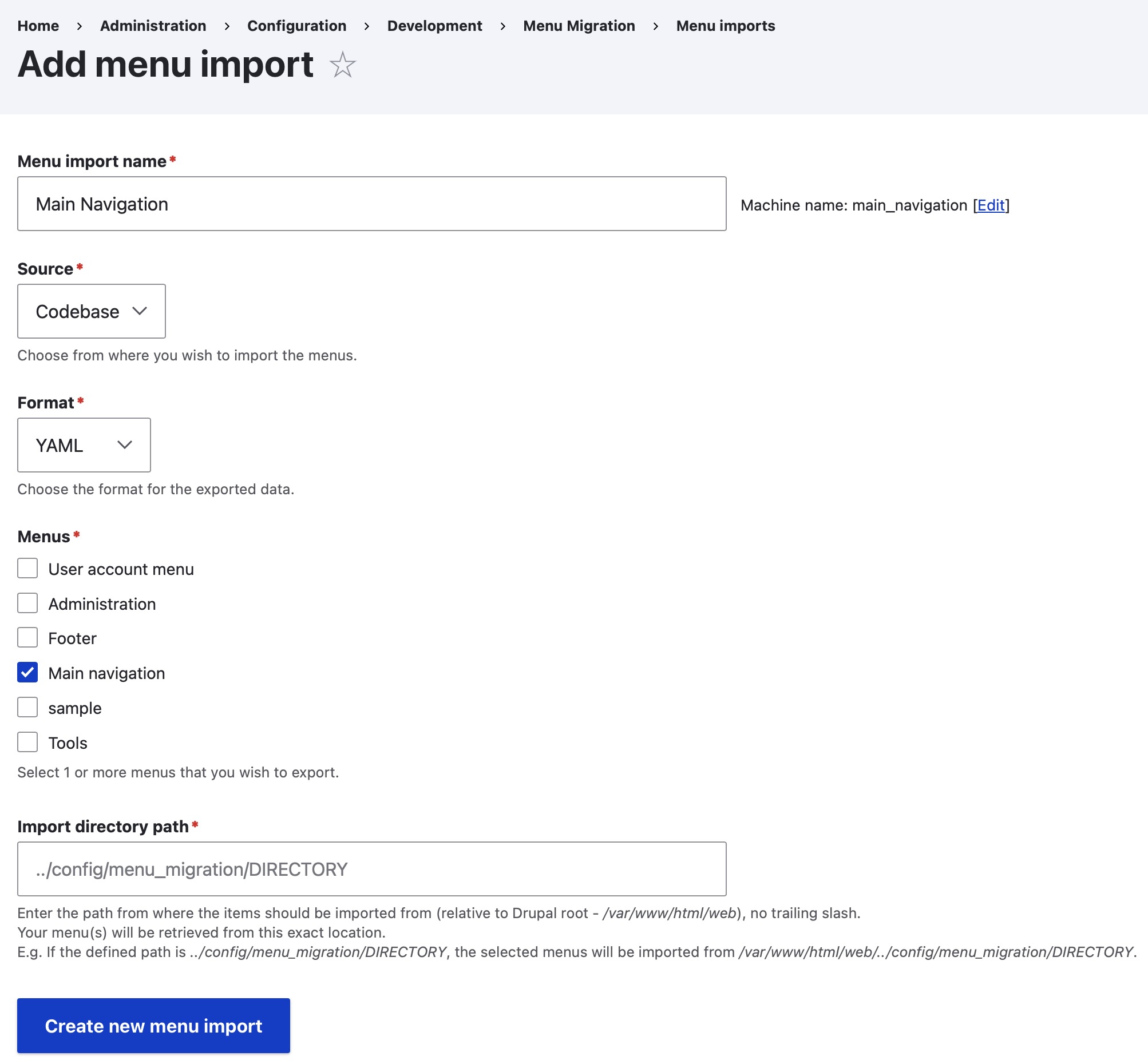 Menu migration (Import & Export) | Drupal.org