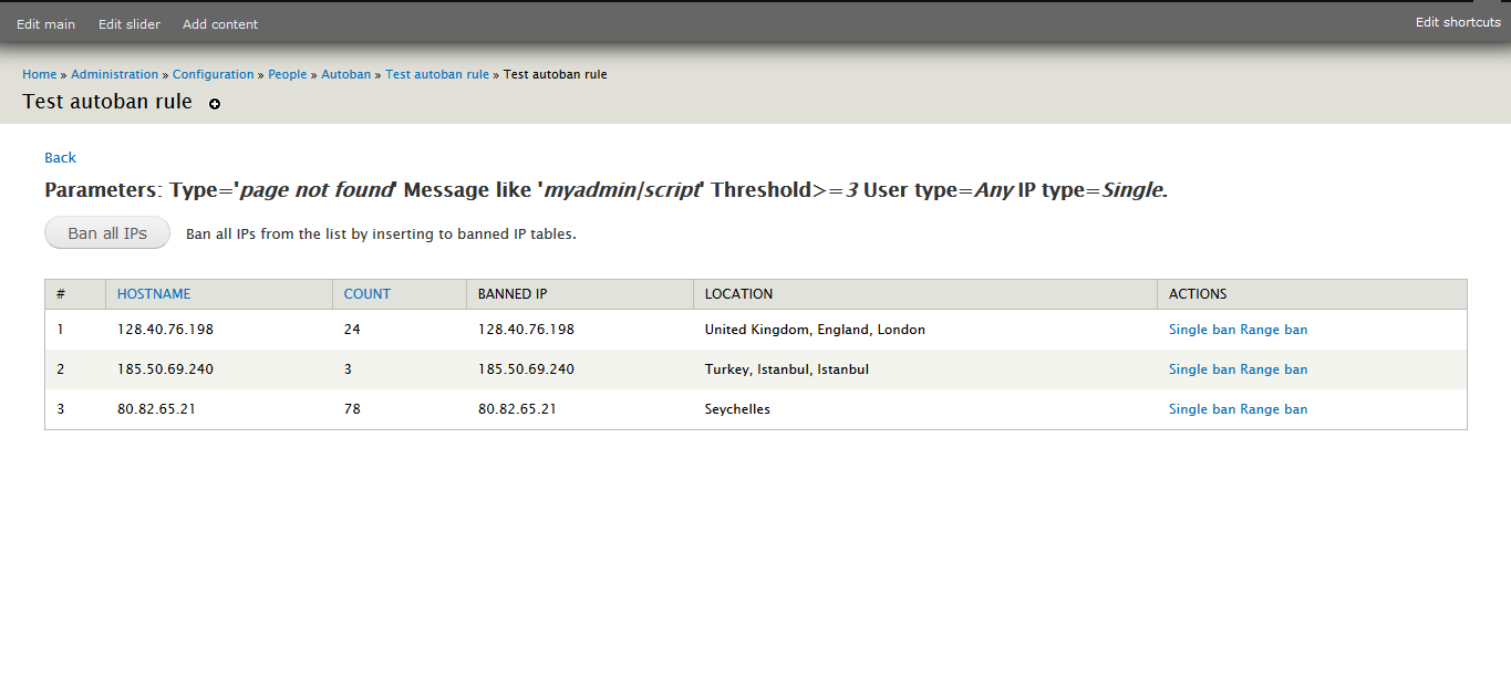 Automatic IP ban (Autoban) | Drupal.org