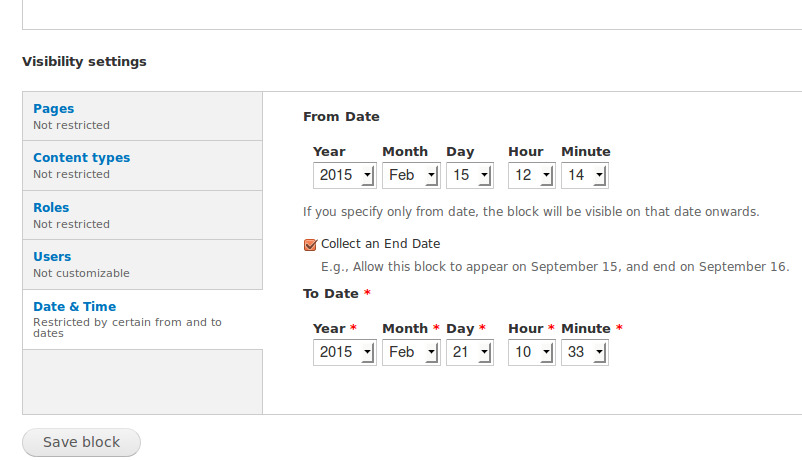 Block by date | Drupal.org