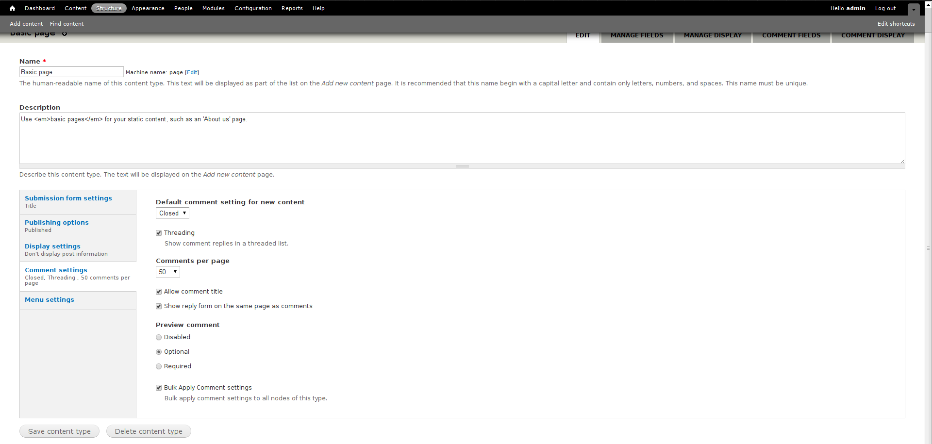 Bulk apply comment settings | Drupal.org