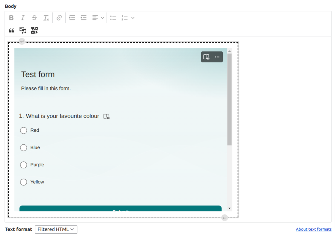 CKEditor5 Embedded MS Forms | Drupal.org