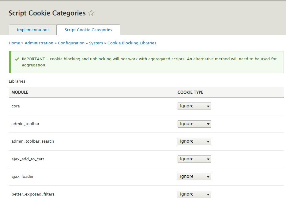 Script Categorisation for Cookie Blockers | Drupal.org