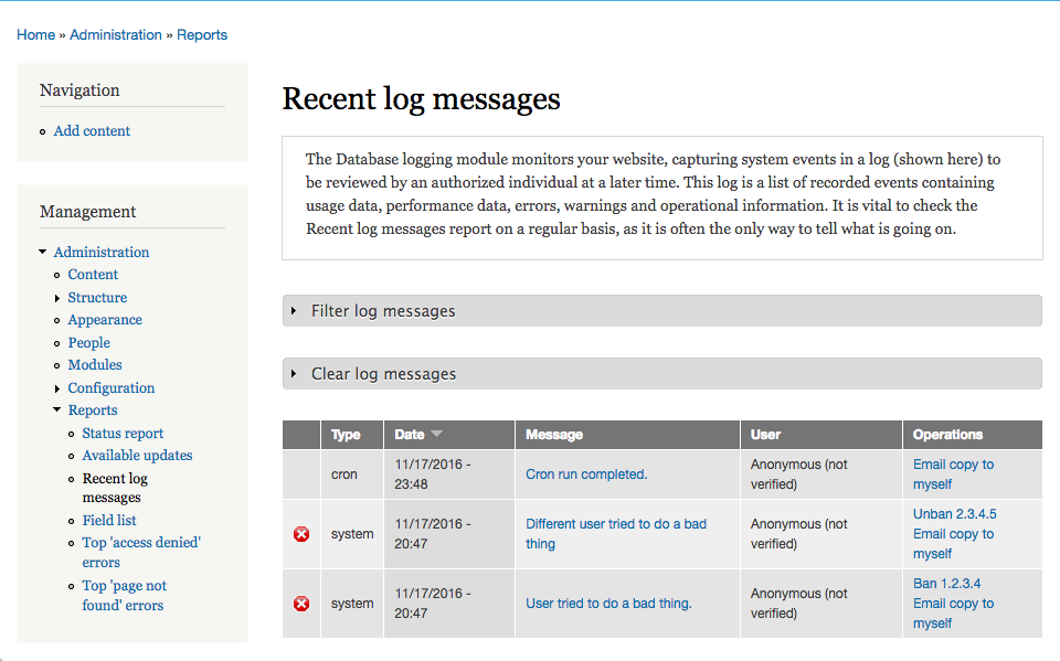 Database logging API | Drupal.org Database logging API | Drupal.org
