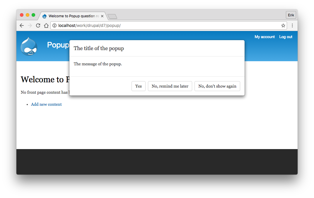 Pop-up Question Redirect | Drupal.org Pop-up Question Redirect | Drupal.org