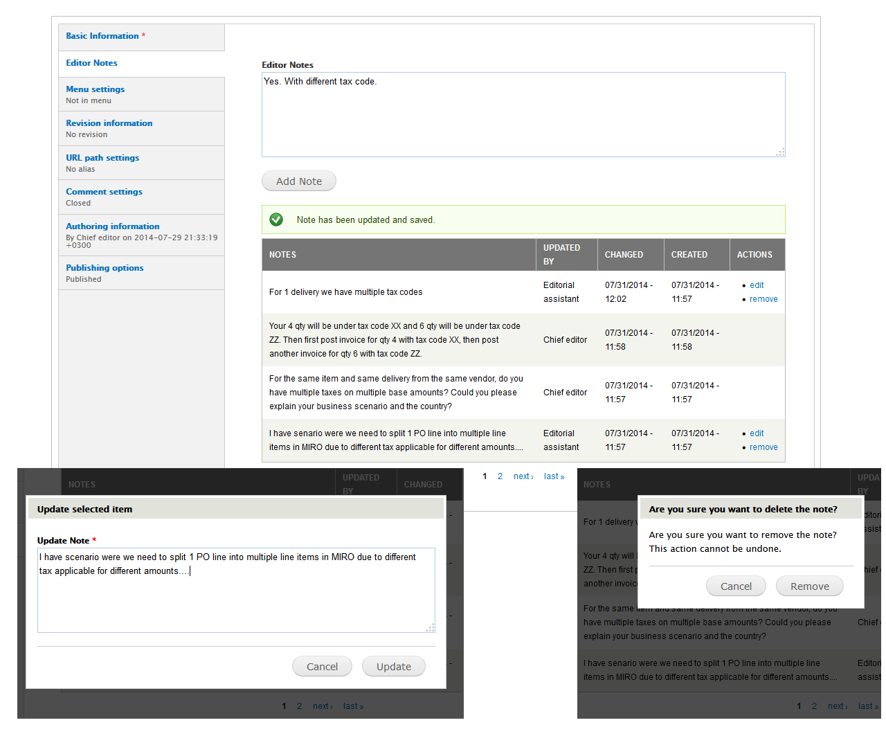 Editor Notes | Drupal.org Editor Notes | Drupal.org