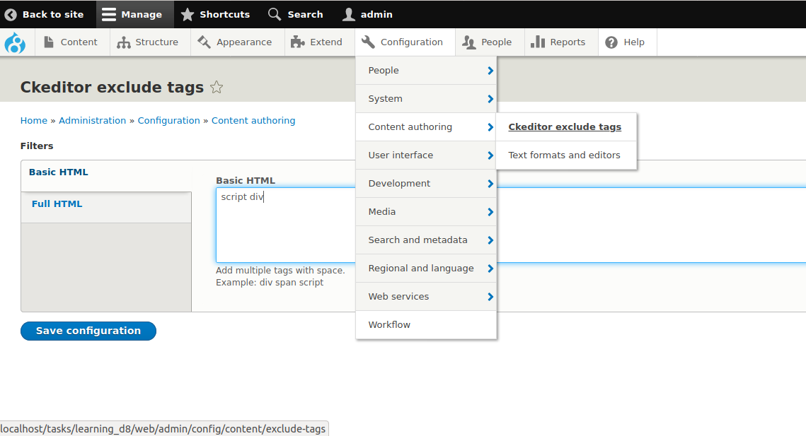 Ckeditor Exclude Tags | Drupal.org