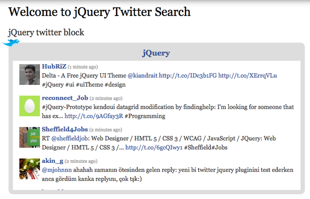Jquery Twitter Search
