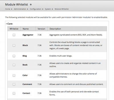 Module Whitelist | Drupal.org