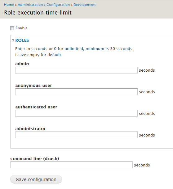 Role execution time limit | Drupal.org