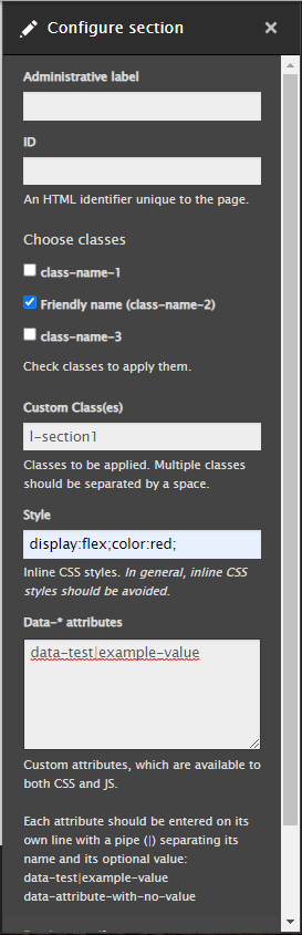 Layout Custom Section Classes & Attributes | Drupal.org