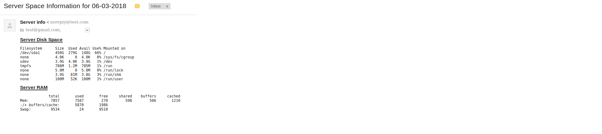 Server Disk Space Notification | Drupal.org