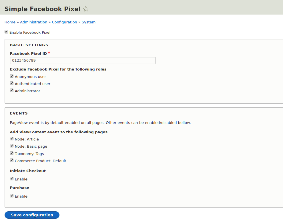 Simple Facebook Pixel | Drupal.org