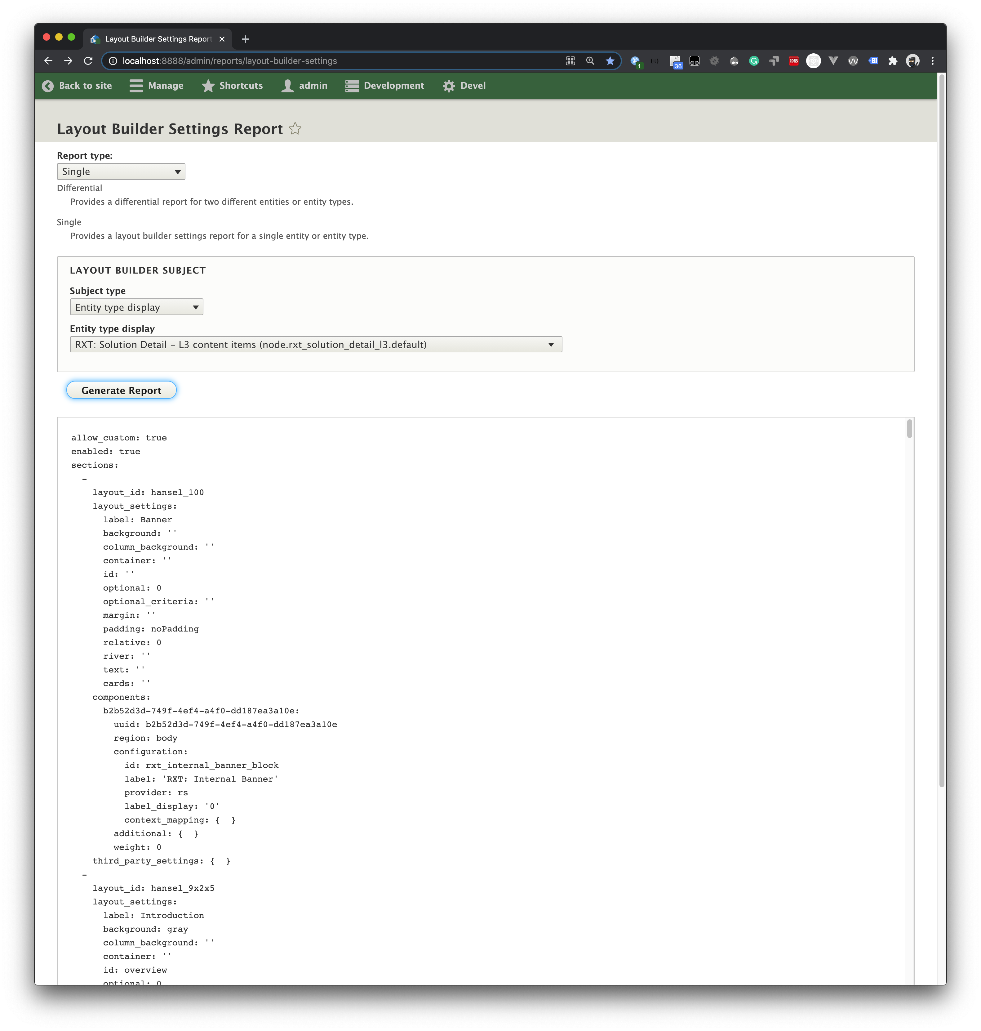 Layout Builder Settings Report | Drupal.org
