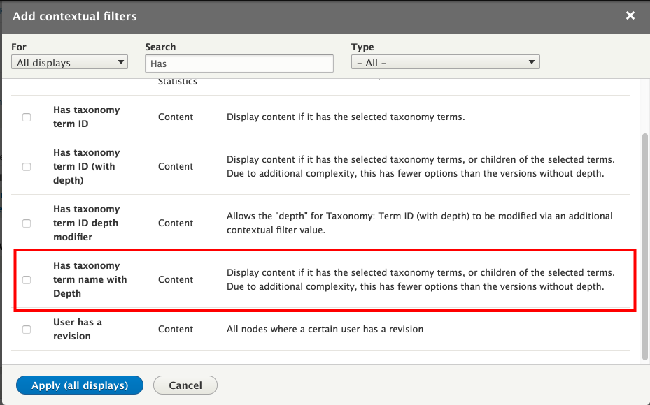 Views Taxonomy Term Name Depth | Drupal.org Views Taxonomy Term Name Depth | Drupal.org