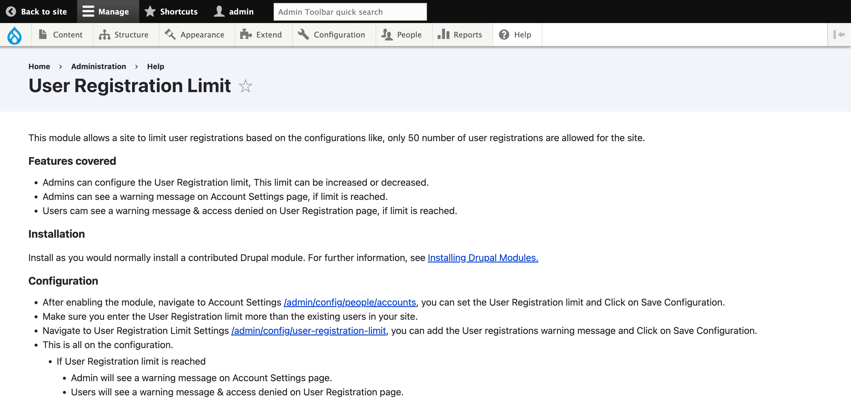 User Registration Limit | Drupal.org