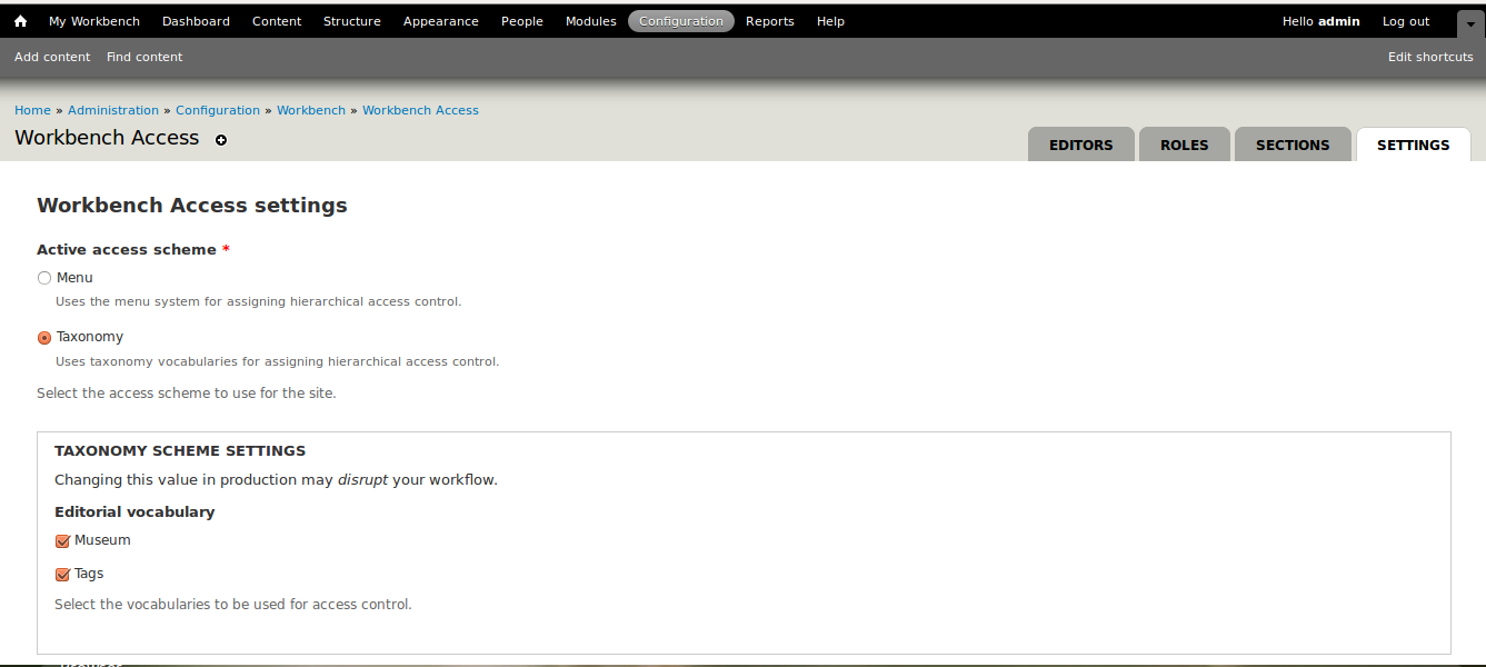 Workbench Access Hierarchical Select Section Assignment | Drupal.org