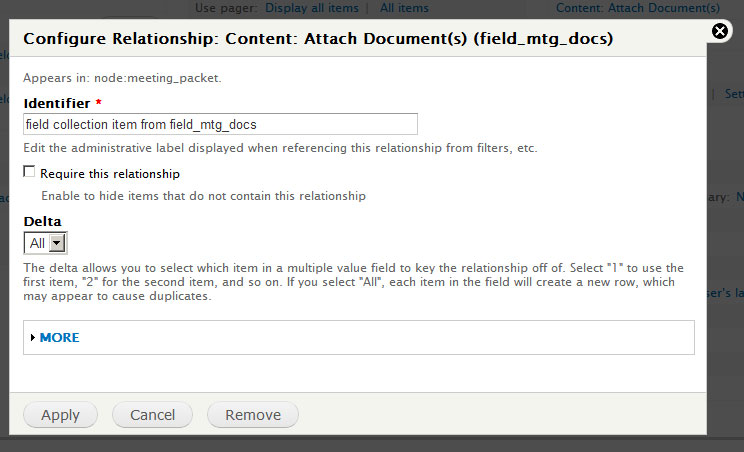 Example: Using Field Collection to force a list of human-readable names of documents attached to ...