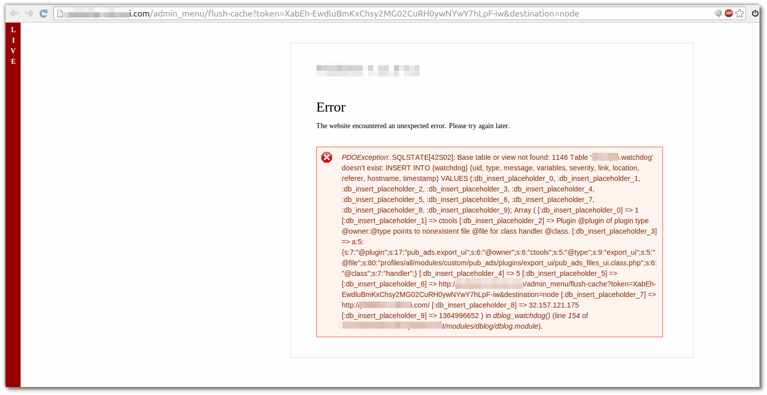 DB Log is missing watchdog table after enabling - Need to catch and ignore exceptions thrown in ...