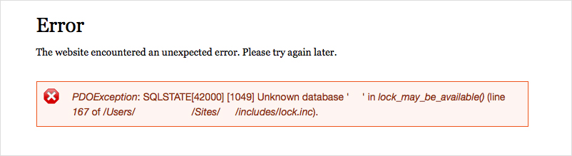 Sqlstate[42000] [1049] Unknown Database [ 1858102]