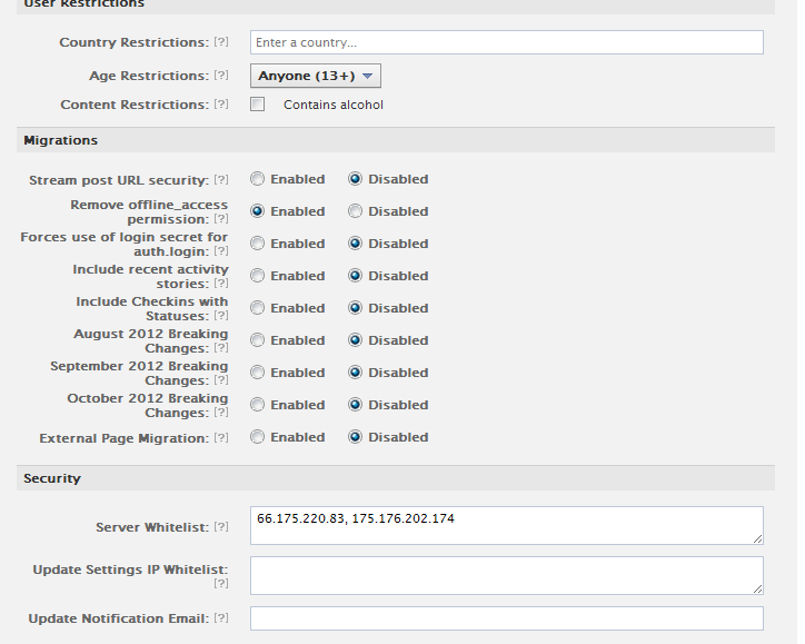 Not working after moving servers, even though I updated the FB app to allow new IP...any ideas ...
