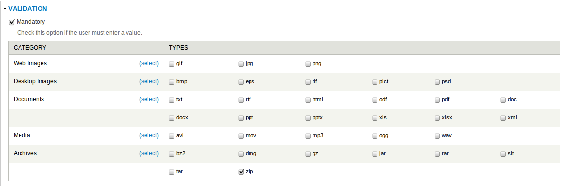 The choosen file-extensions are not correctly validated after upload ...