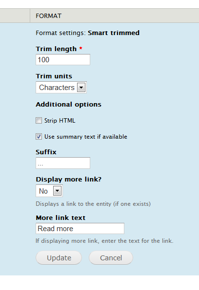 More options: Use Summary field if available and exclude HTML in counts. [#1591780] | Drupal.org