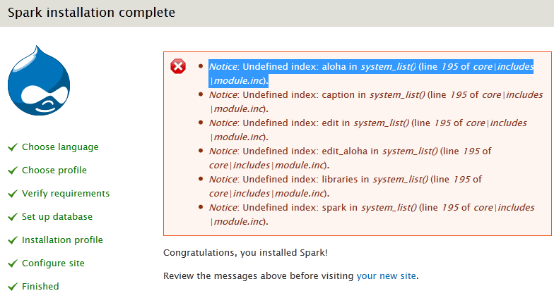 Error after install [#1808414] | Drupal.org