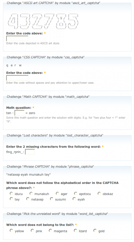 CAPTCHA Pack | Drupal.org