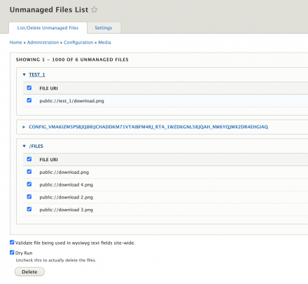 Unmanaged / Unused Files | Manage | Delete | Drupal.org