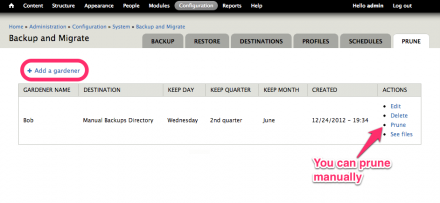 Backup and migrate prune | Drupal.org