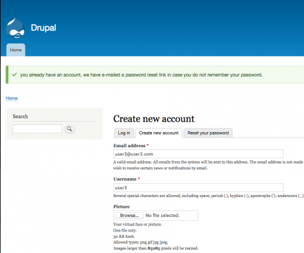 Allow existing users to register without errors | Drupal.org