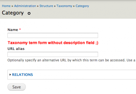 Disable Taxonomy Description | Drupal.org