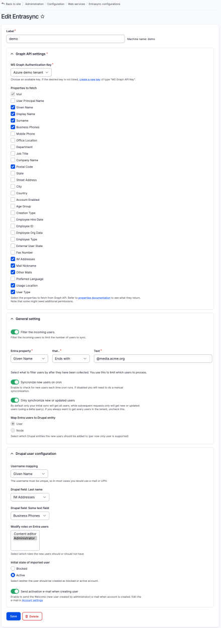 Microsoft Entra sync | Drupal.org