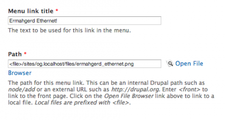 IMCE Menu Links | Drupal.org