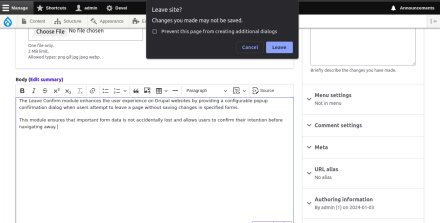 Leave Confirm | Drupal.org