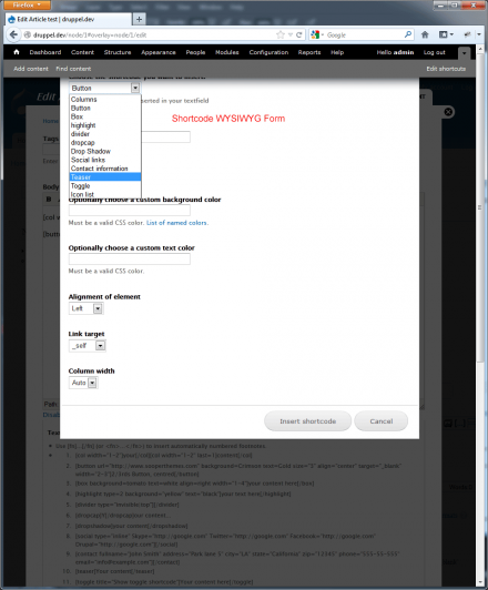 WYSIWYG Configuration with TinyMCE and Shortcodes | Drupal.org