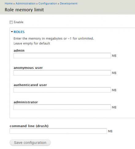 Role Memory Limit | Drupal.org