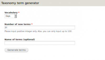 Taxonomy term generator | Drupal.org