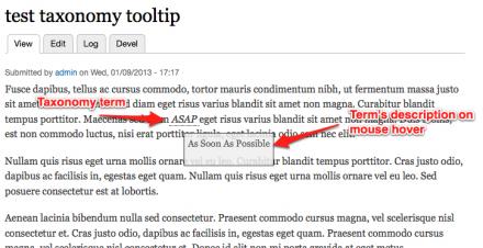 Taxonomy tooltip | Drupal.org