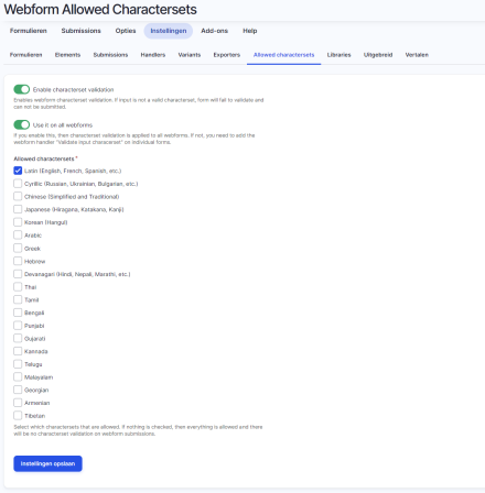 Webform Allowed Charactersets | Drupal.org