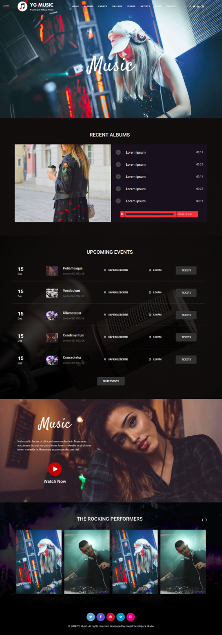 YG Music | Bootstrap based Drupal 10 theme | Drupal.org