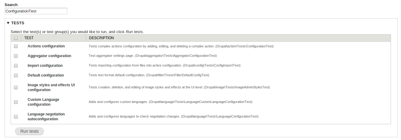 Add a search field to the test overview page [#1919470] | Drupal.org