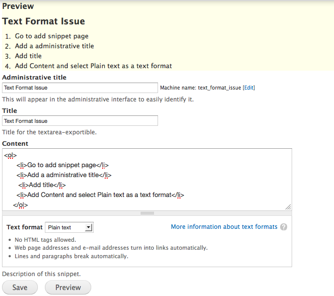 Applied text format is not considered.... [#1809578] | Drupal.org