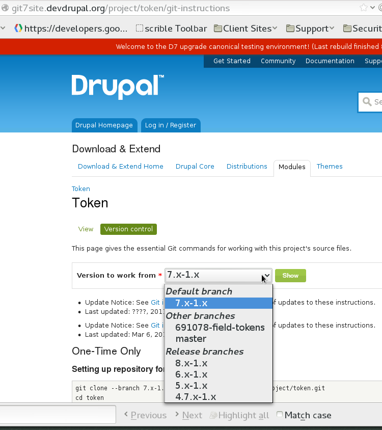 Show branches and tags in logical groupings [#1092584] | Drupal.org