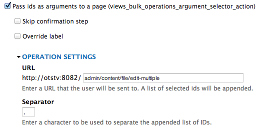 Add delimiter option to "Pass ids as arguments to a page (views_bulk_operations_argument ...