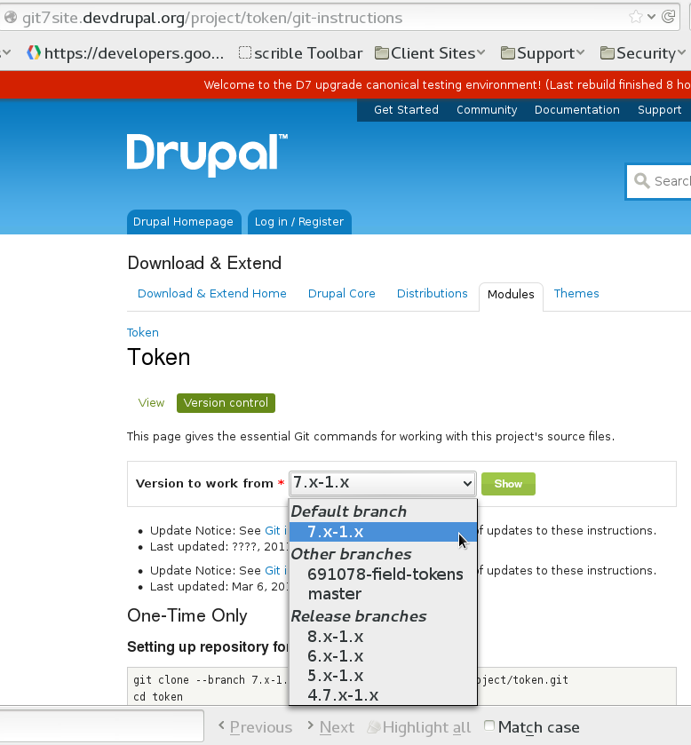 Show branches and tags in logical groupings [#1092584] | Drupal.org