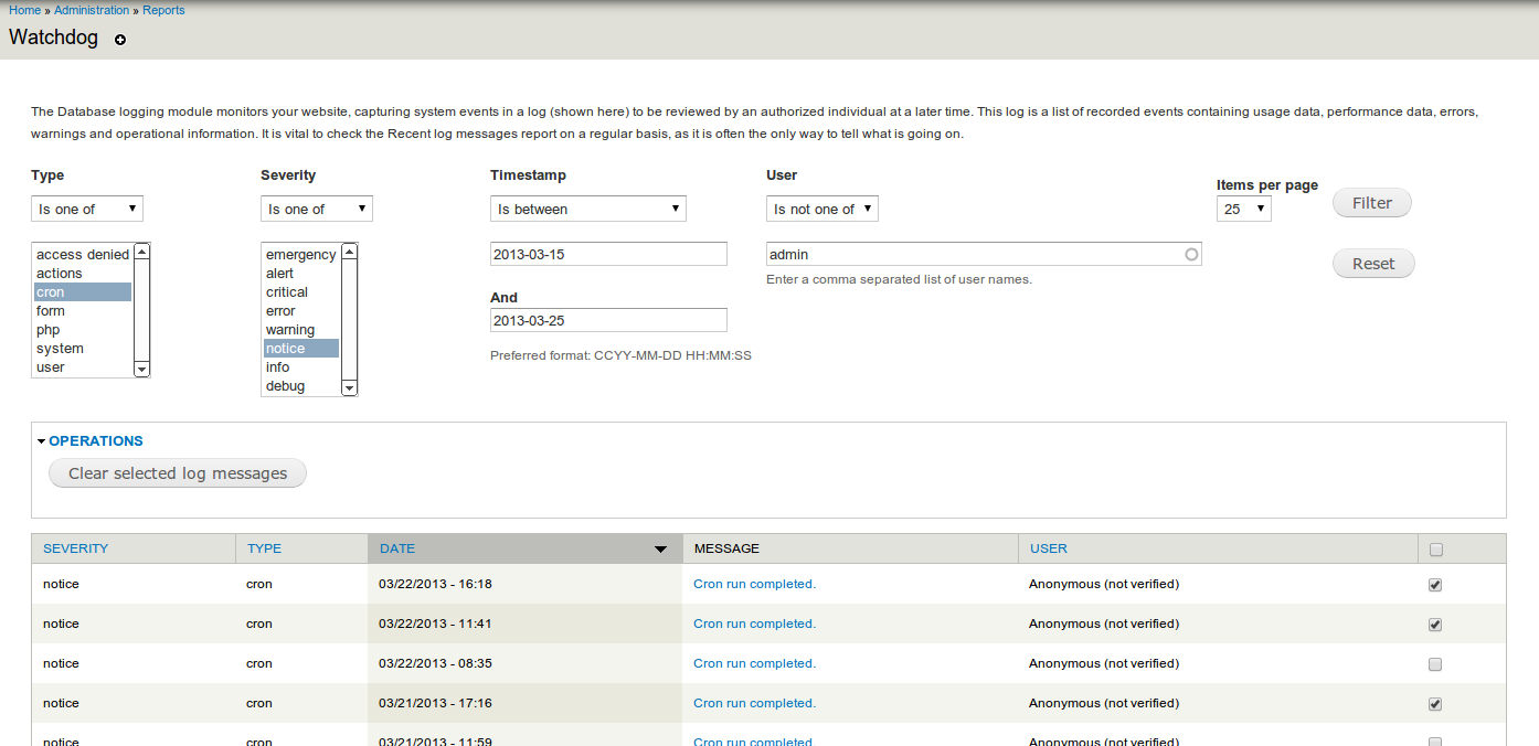 [D7] Better Watchdog UI [#1955214] | Drupal.org