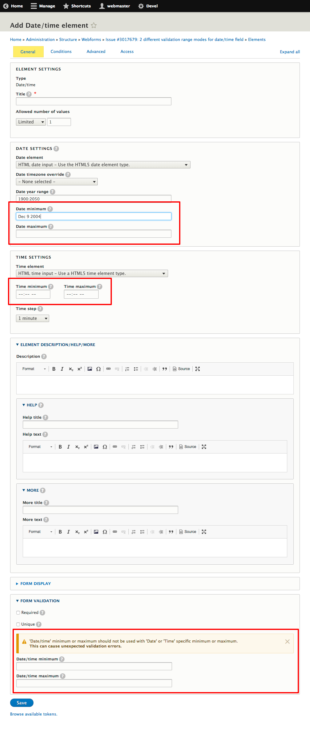 Date time element now supports Date/time minimum and maximum date/time range | Drupal.org