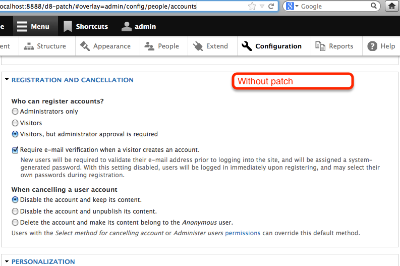 Allow password on registration without disabling e-mail verification [#115801] | Drupal.org