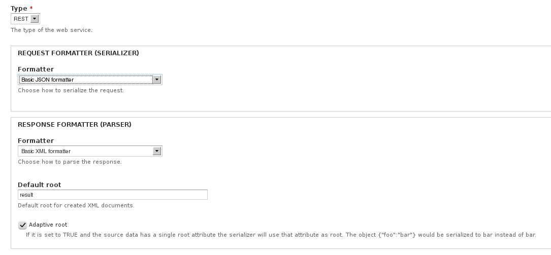 Advanced REST service formatters + UI setting [#1280332] | Drupal.org